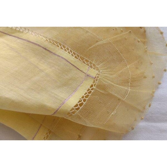 Kitchen | True Vintage Lemon Yellow Linen Hanky Wide Net Lace Edge ...